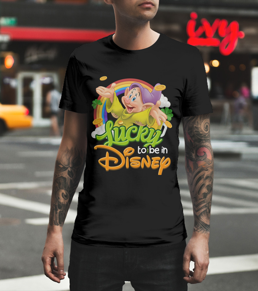 Lucky To Be In Disney Dopey Rainbow T-Shirt