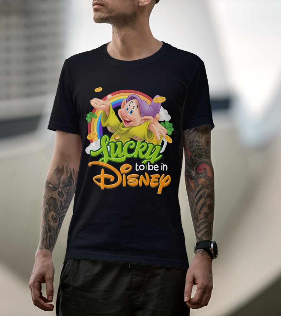 Lucky To Be In Disney Dopey Rainbow T-Shirt