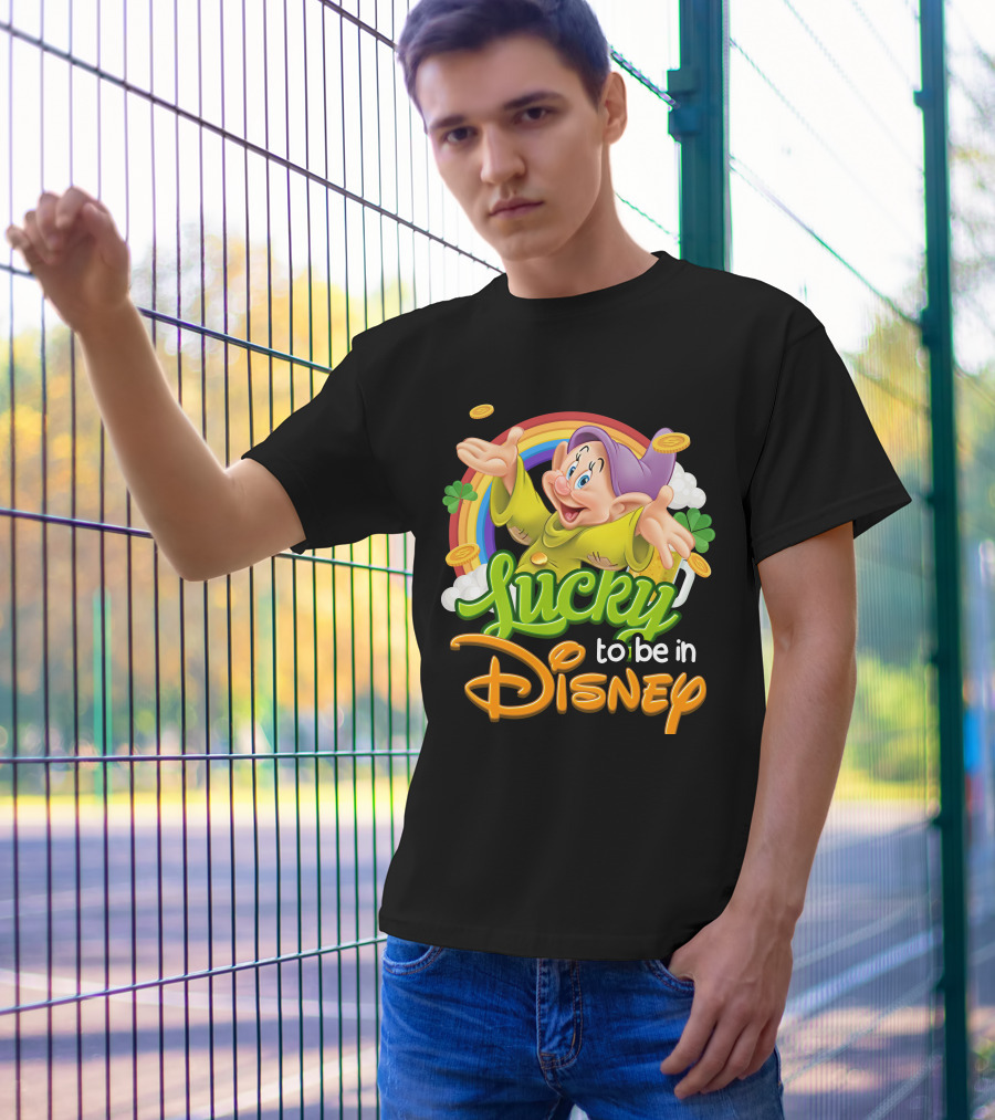 Lucky To Be In Disney Dopey Rainbow T-Shirt