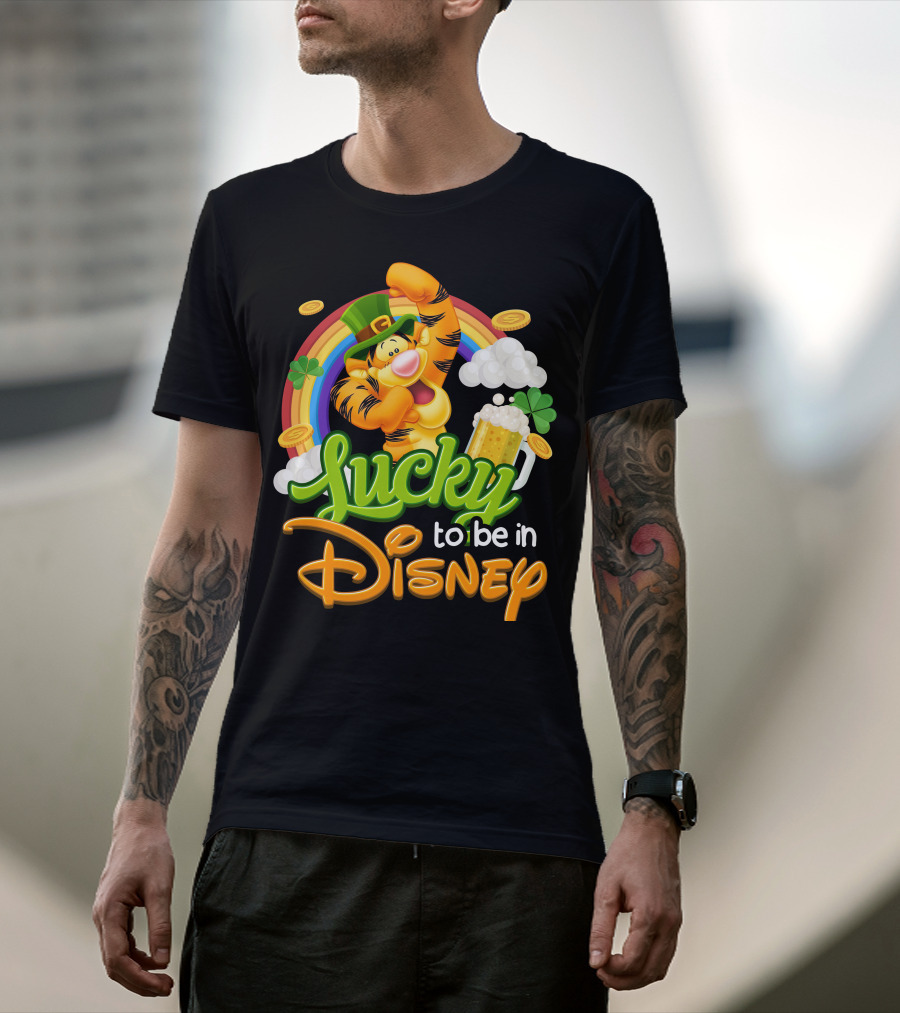 Lucky To Be In Disney Tigger Rainbow Clover St. Patrick's Celebration T-Shirt