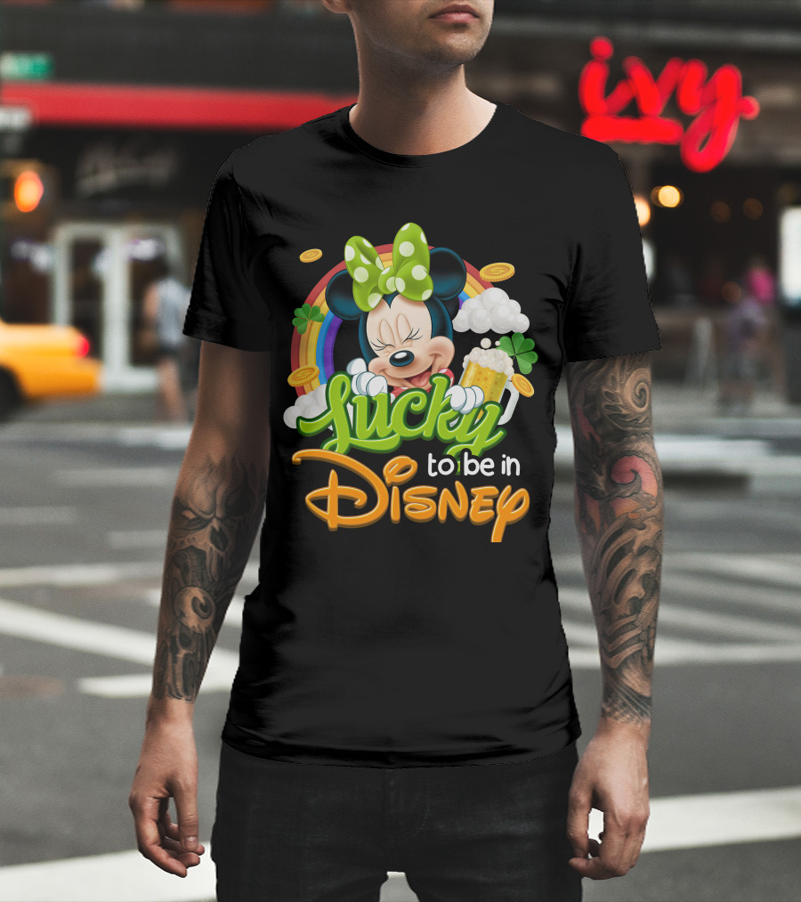 Lucky To Be In Disney Minnie Rainbow Coins T-Shirt