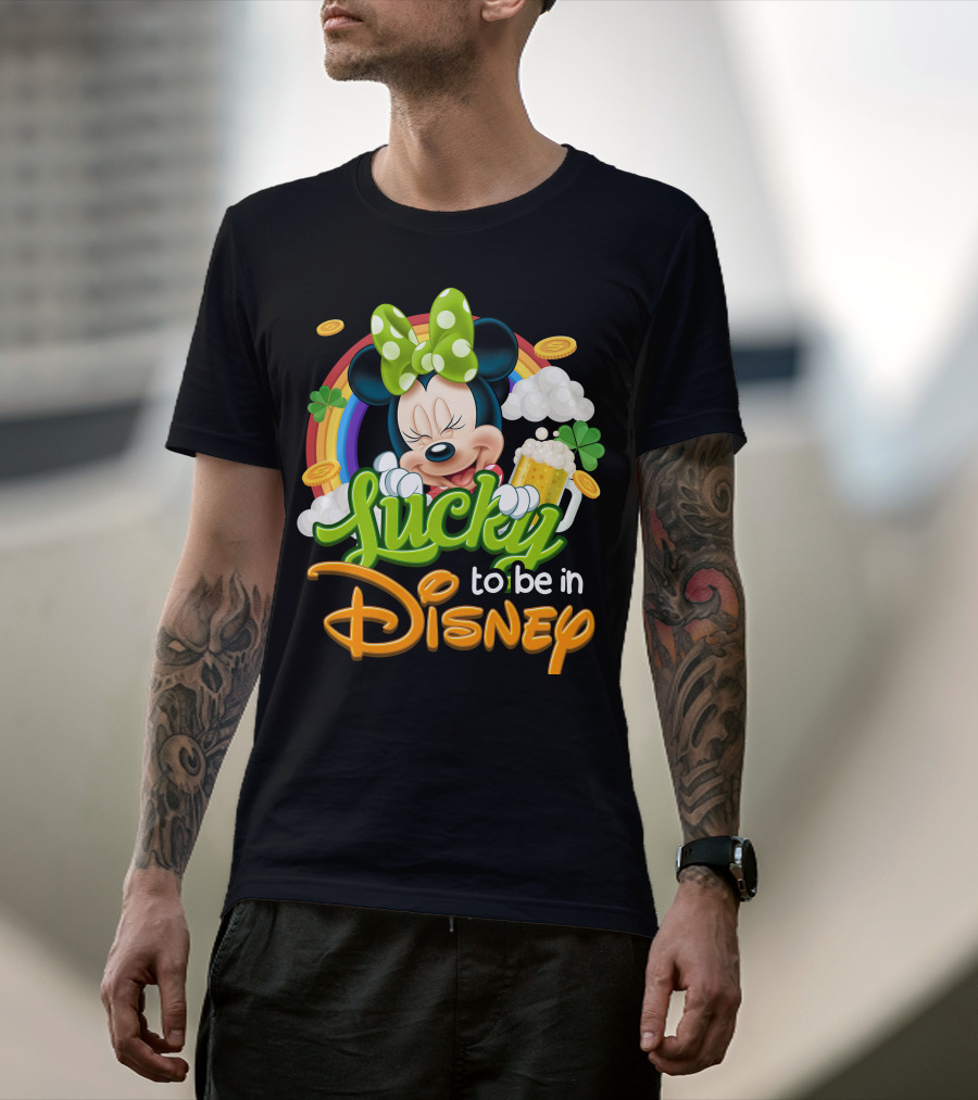 Lucky To Be In Disney Minnie Rainbow Coins T-Shirt