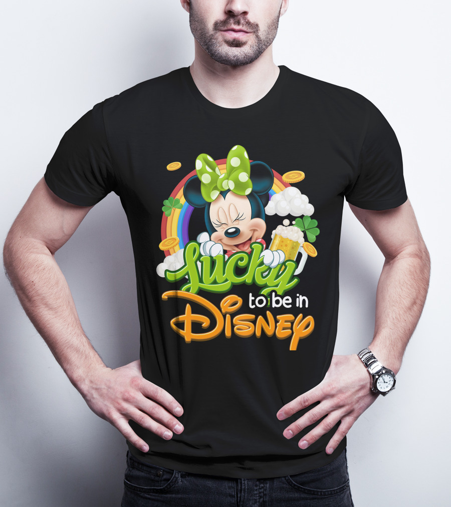 Lucky To Be In Disney Minnie Rainbow Coins T-Shirt