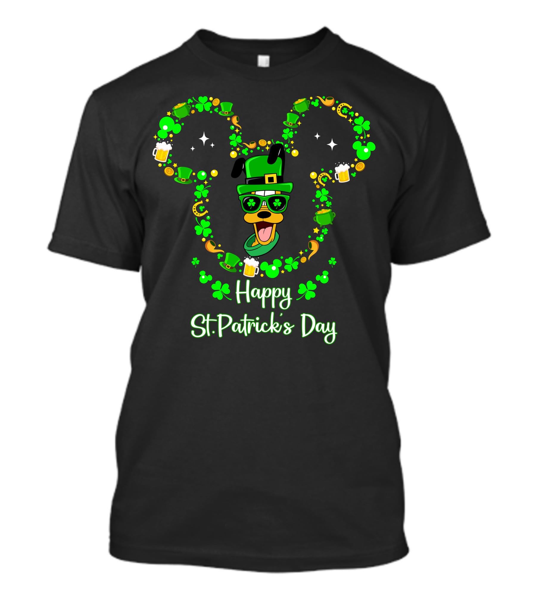 Happy St. Patrick's Day Pluto Lucky Clover Hat And Green Beer T-Shirt