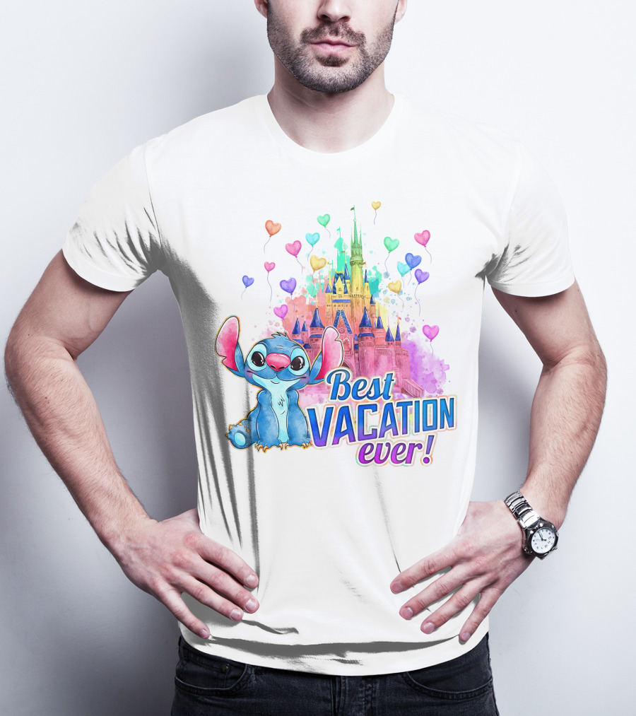 Best Vacation Ever Stitch Castle Balloons T-Shirt