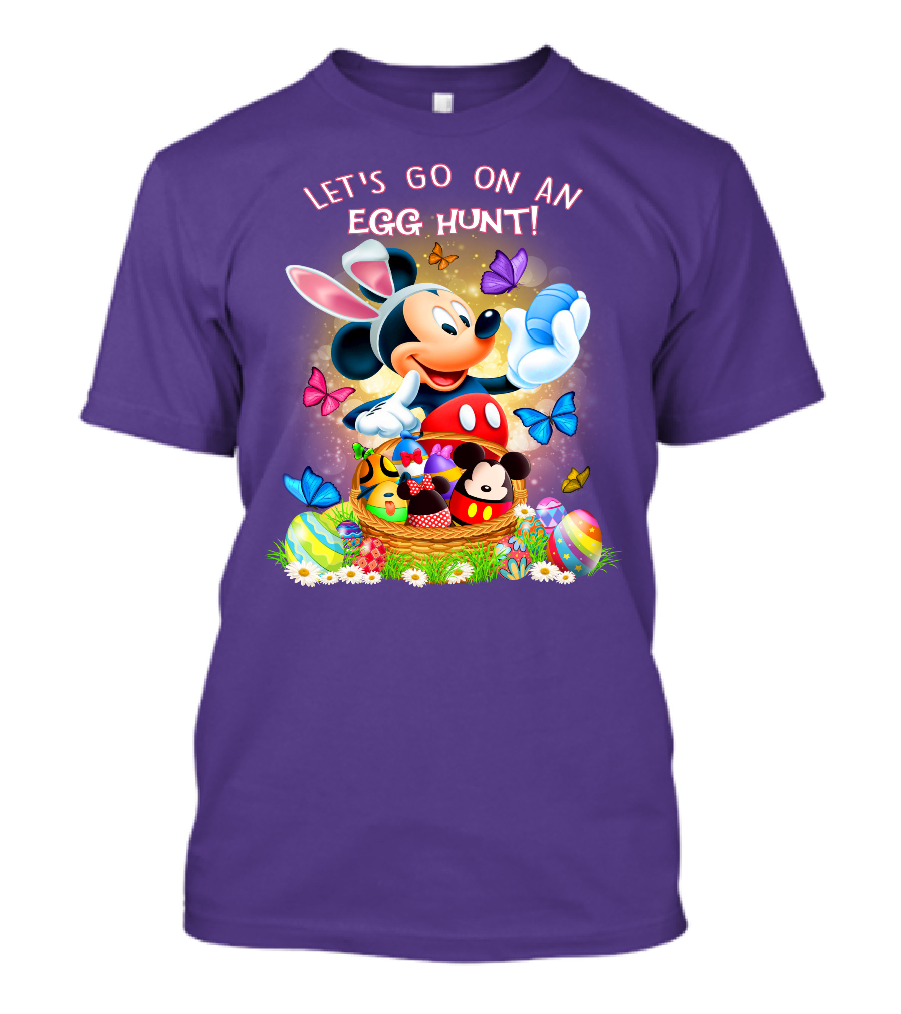 Let's Go On An Egg Hunt Mickey Mouse Easter Basket Butterflies T-Shirt