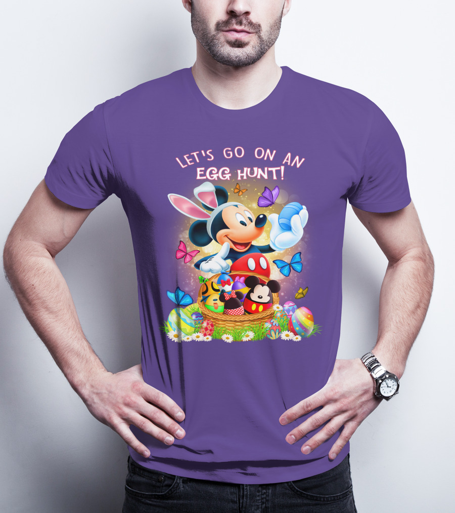 Let's Go On An Egg Hunt Mickey Mouse Easter Basket Butterflies T-Shirt