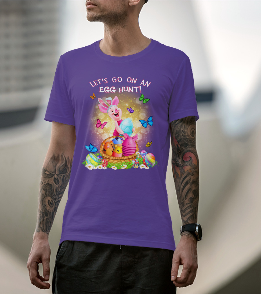 Let's Go On An Egg Hunt Piglet Basket Butterflies Easter T-Shirt