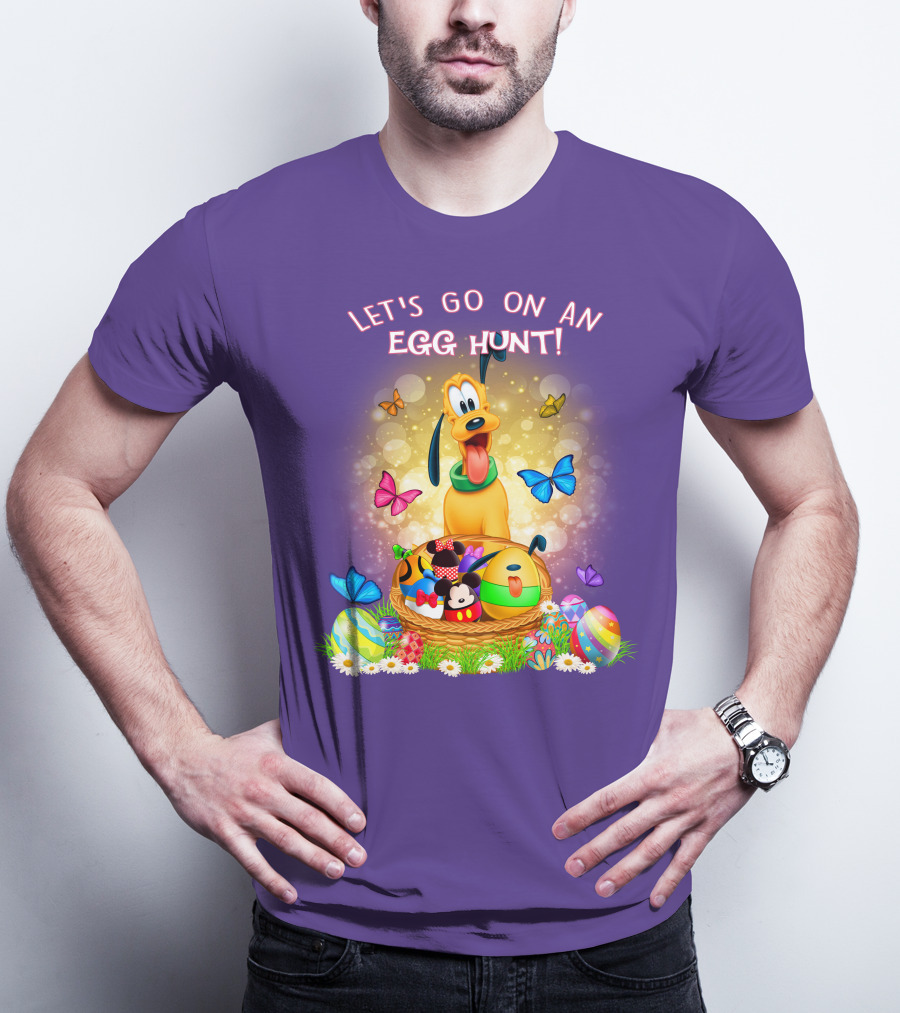 Let's Go On An Egg Hunt Pluto Butterflies Basket Eggs T-Shirt
