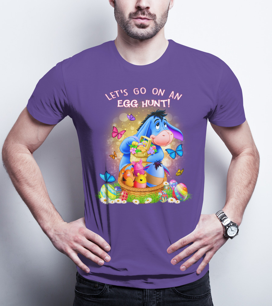 Eeyore Let's Go On An Egg Hunt With Easter Eggs And Butterflies T-Shirt