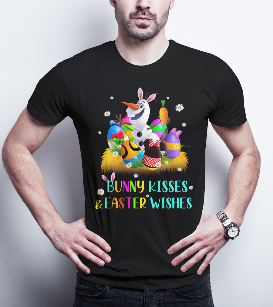 Bunny Kisses & Easter Wishes Olaf With Colorful Eggs And Carrot T-Shirt