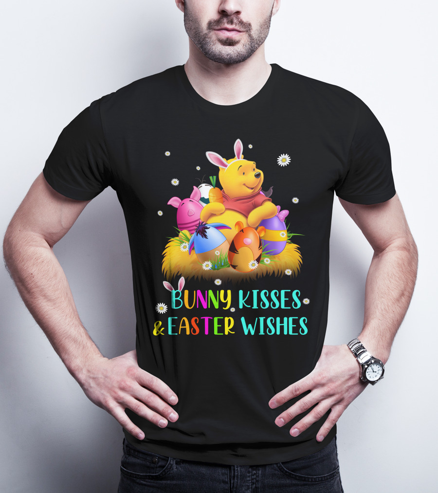 Bunny Kisses & Easter Wishes Pooh Egg Hunt Celebration T-Shirt
