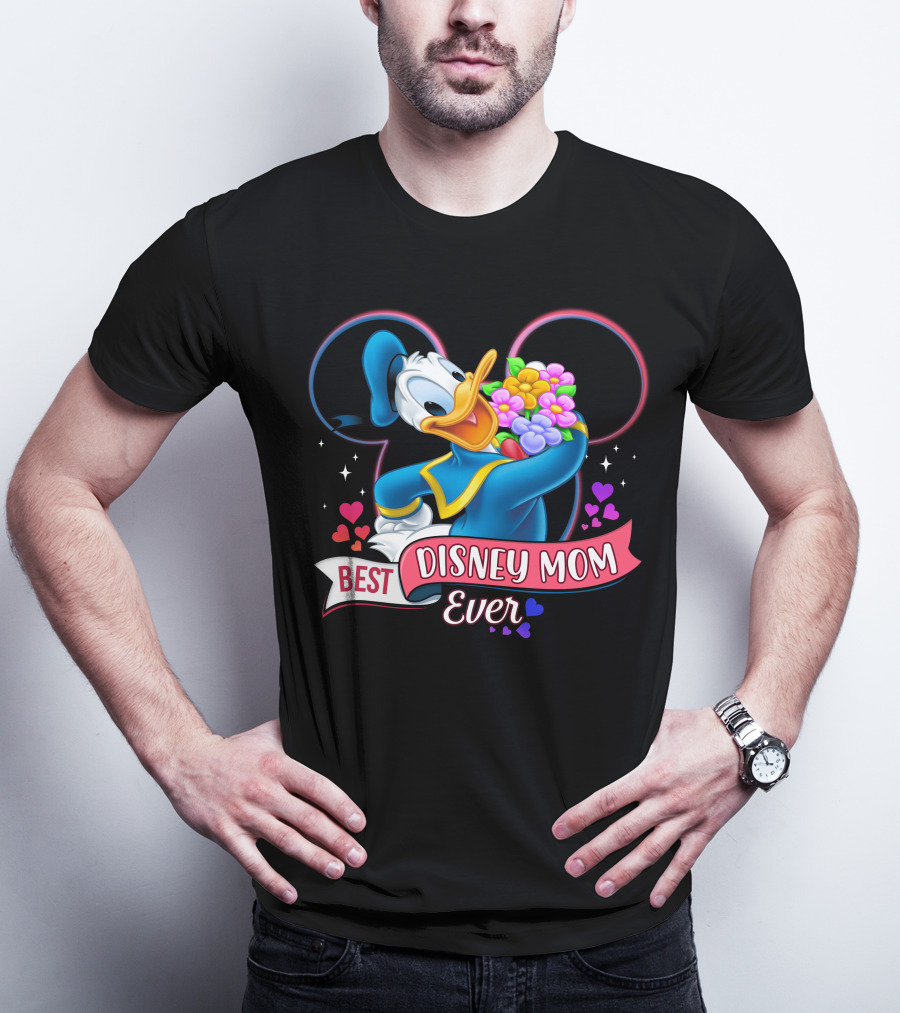 Best Disney Mom Ever Donald Duck With Flowers T-Shirt
