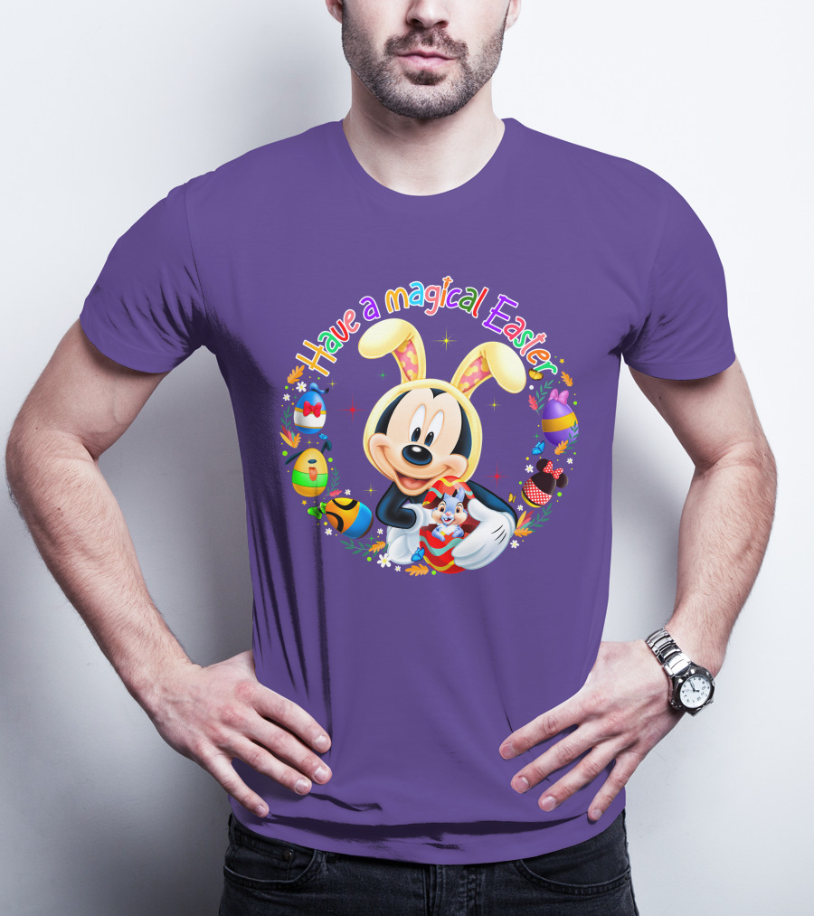 Have A Magical Easter Mickey Mouse With Bunny Ears And Colorful Eggs T-Shirt