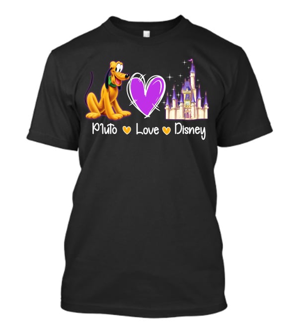 Pluto Love Disney Heart Castle T-Shirt