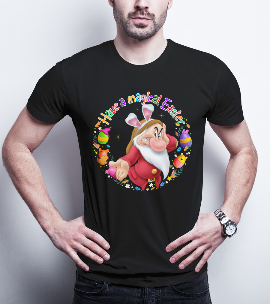 Have A Magical Easter Grumpy Dwarf With Bunny Ears And Easter Eggs T-Shirt