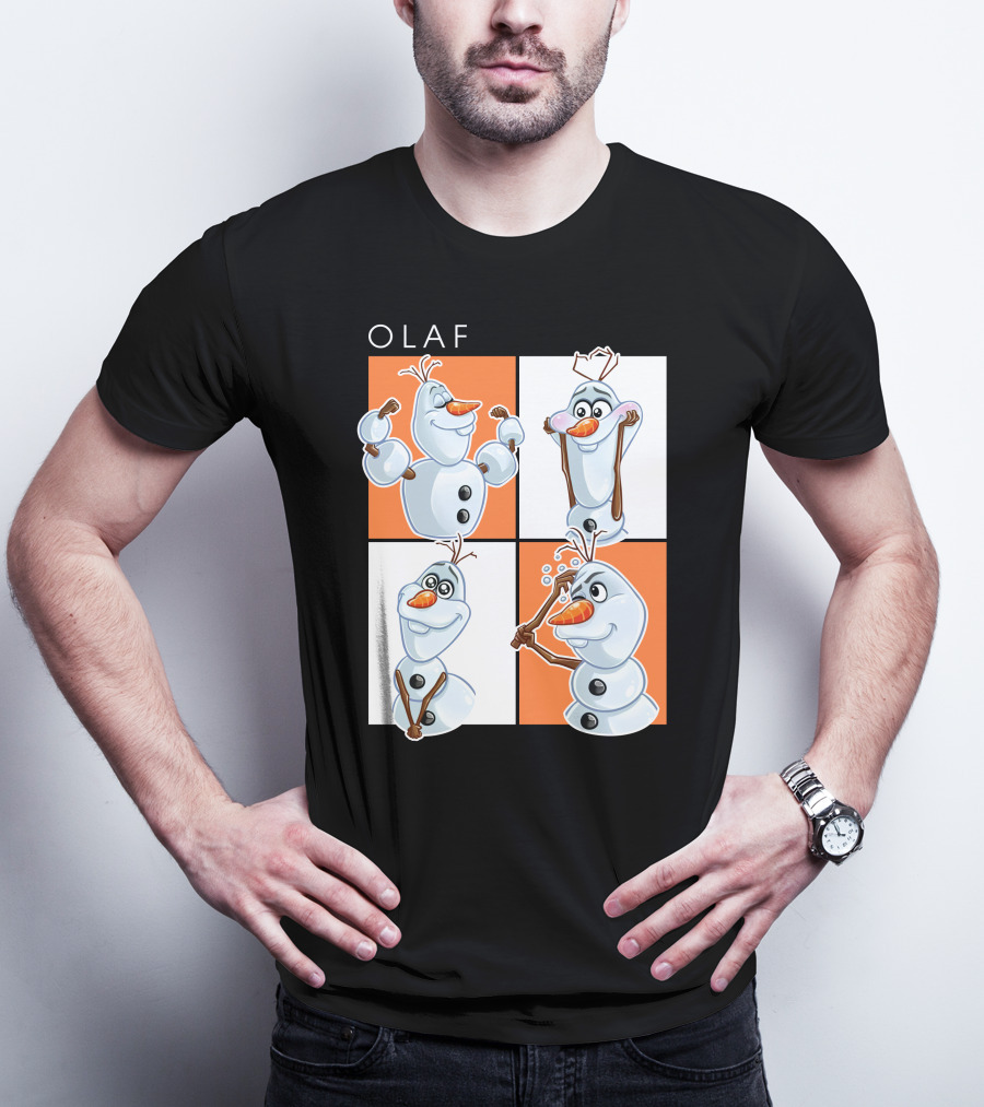 Olaf Snowman Character Expression Panels T-Shirt