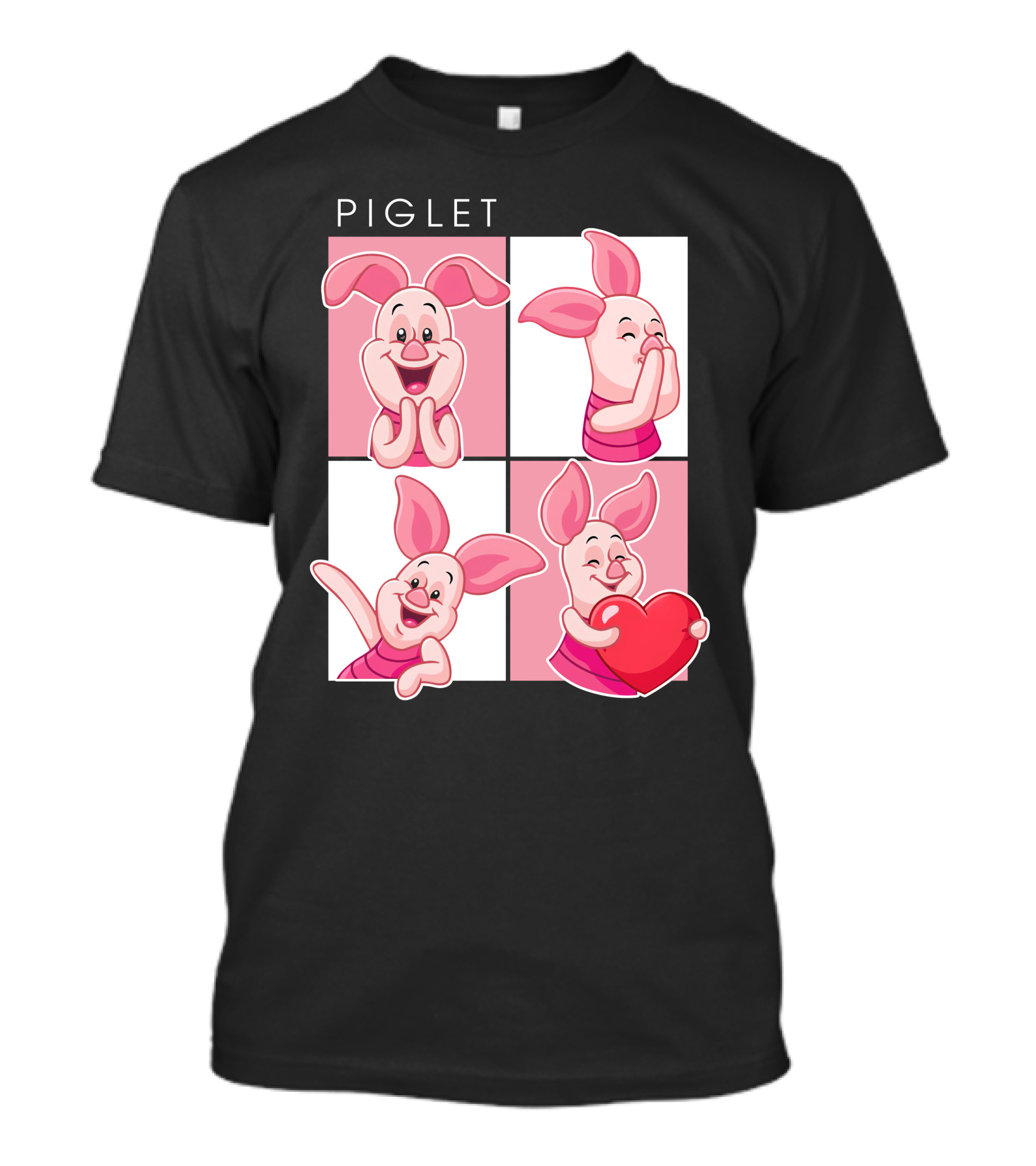 Piglet Cute Expressions With Heart T-Shirt