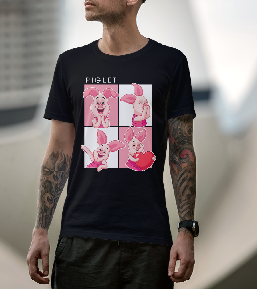 Piglet Cute Expressions With Heart T-Shirt