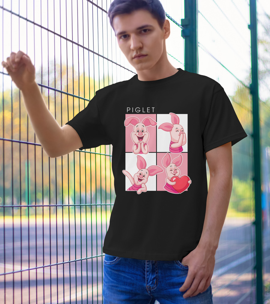 Piglet Cute Expressions With Heart T-Shirt
