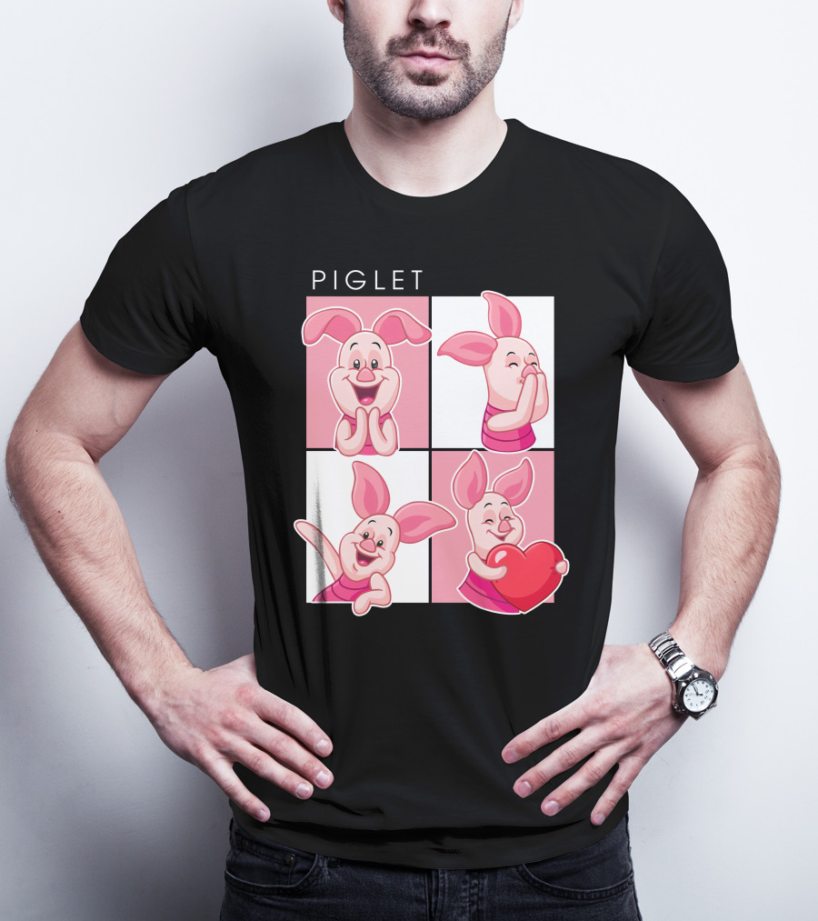 Piglet Cute Expressions With Heart T-Shirt