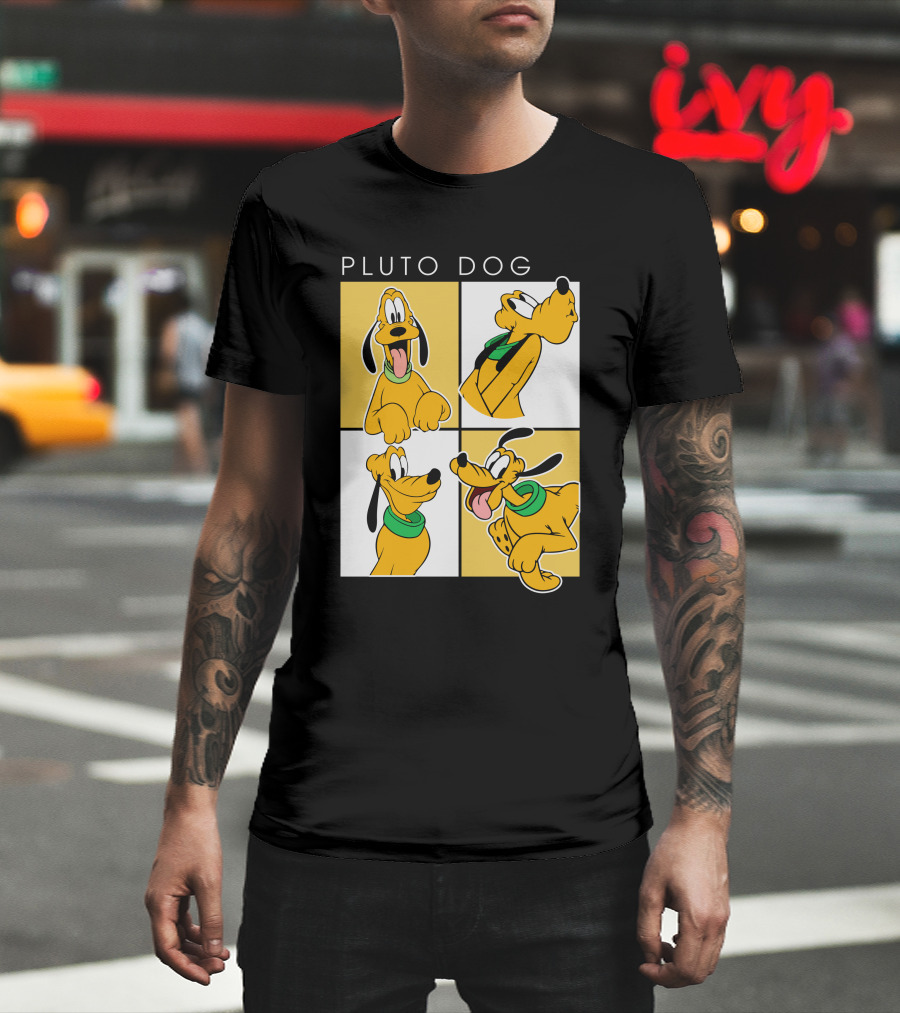 Pluto Dog Playful Expressions Collage T-Shirt
