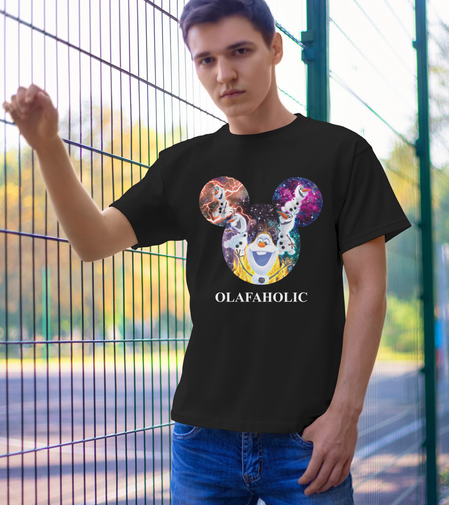 Olaf Olafholic Disney Frozen Olaf Galaxy Flame Mickey Ears T-Shirt