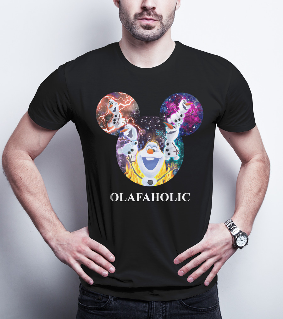Olaf Olafholic Disney Frozen Olaf Galaxy Flame Mickey Ears T-Shirt