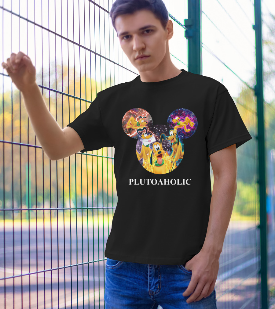 Plutoaholic Pluto Character Cosmic Adventure Mickey Ears T-Shirt