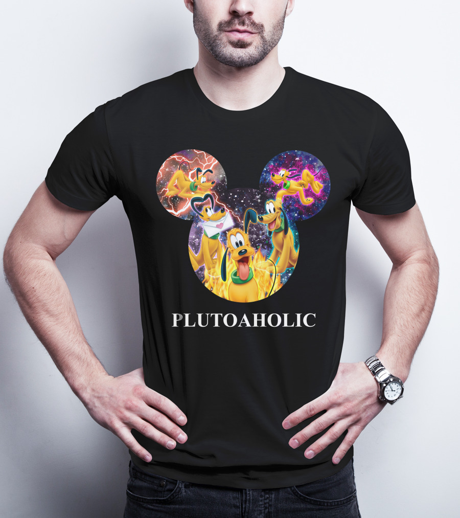 Plutoaholic Pluto Character Cosmic Adventure Mickey Ears T-Shirt