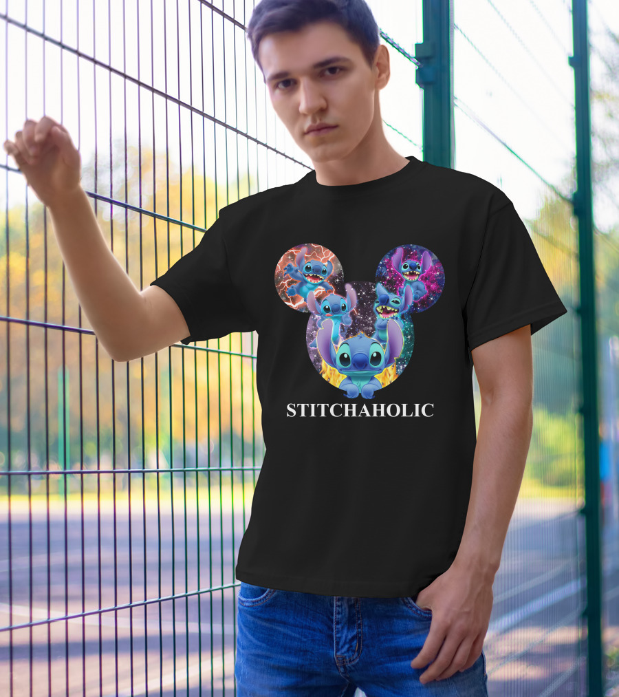Stitchaholic Disney Stitch Mickey Mouse Head Galaxy T-Shirt