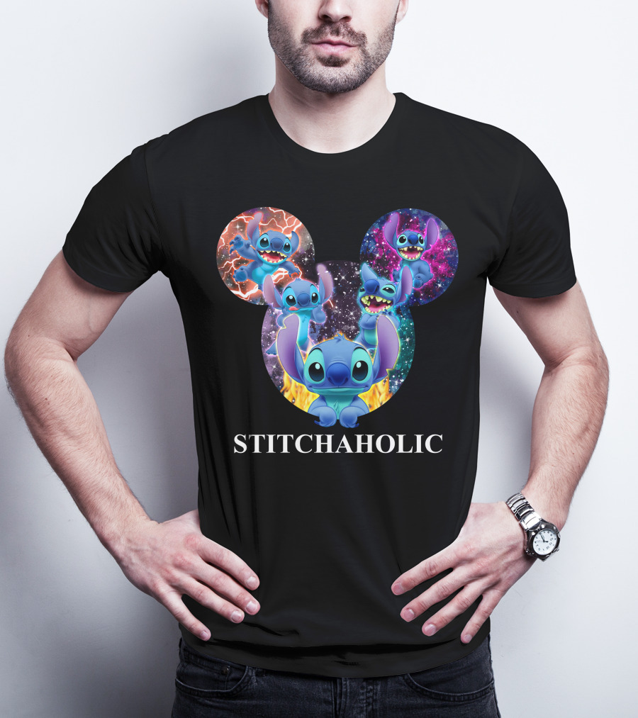 Stitchaholic Disney Stitch Mickey Mouse Head Galaxy T-Shirt