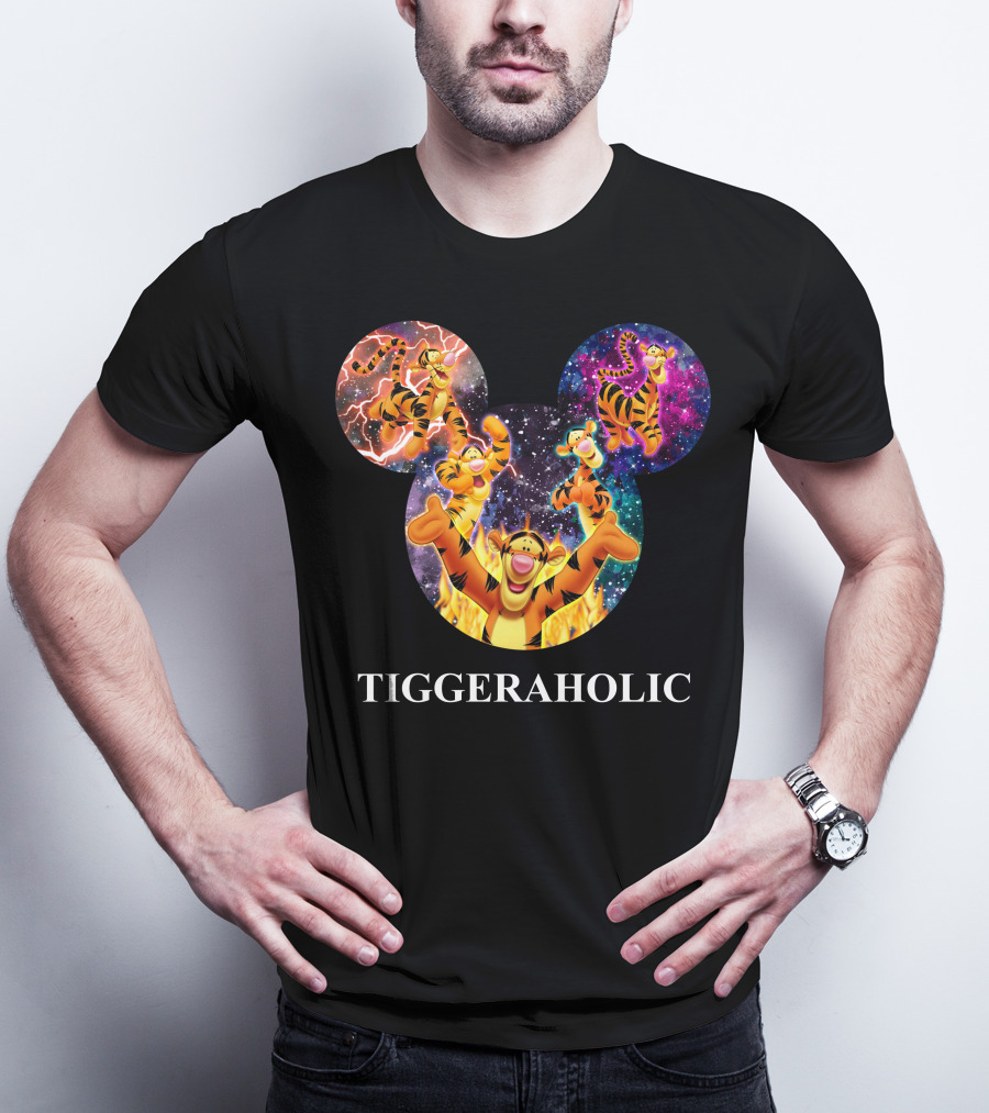 Tiggeraholic Tigger In Disney Mickey Mouse Head Galaxy T-Shirt