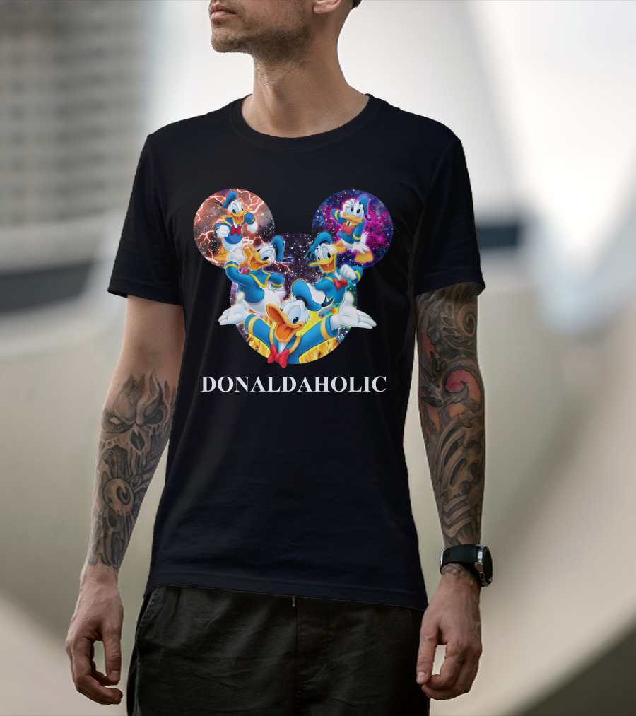 Donaldaholic Mickey Mouse Ears Pattern With Donald Duck Characters T-Shirt
