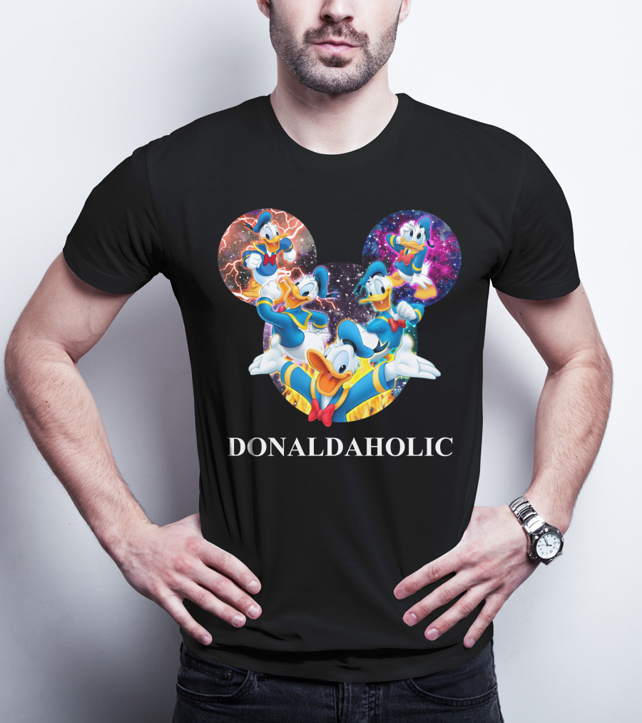 Donaldaholic Mickey Mouse Ears Pattern With Donald Duck Characters T-Shirt