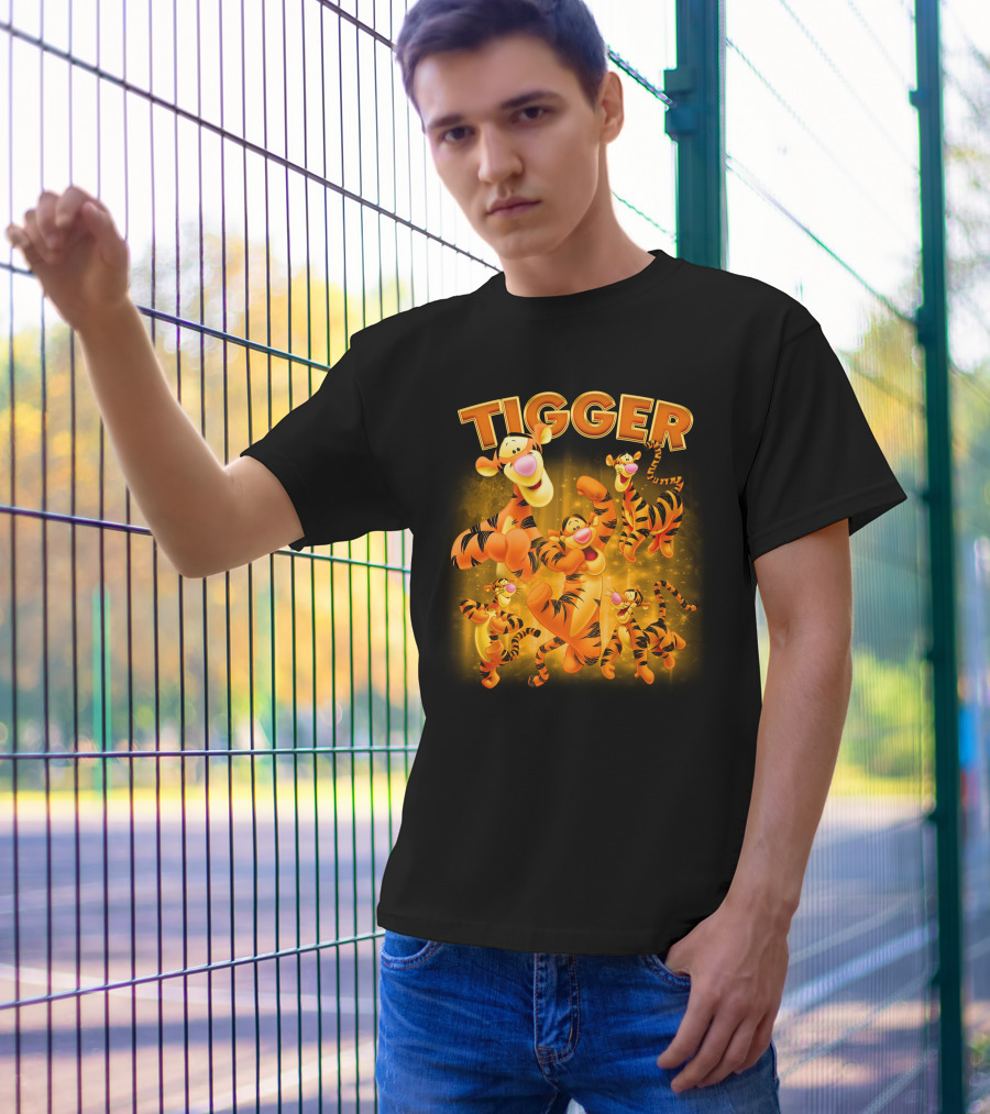 Tigger Character Collage In Vibrant Orange And Yellow T-Shirt