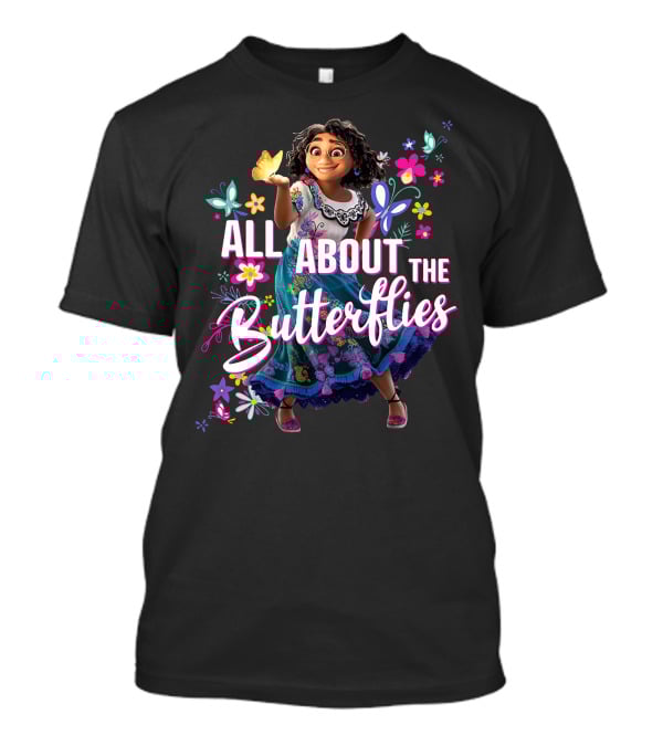 All About The Butterflies Colorful Floral Character T-Shirt