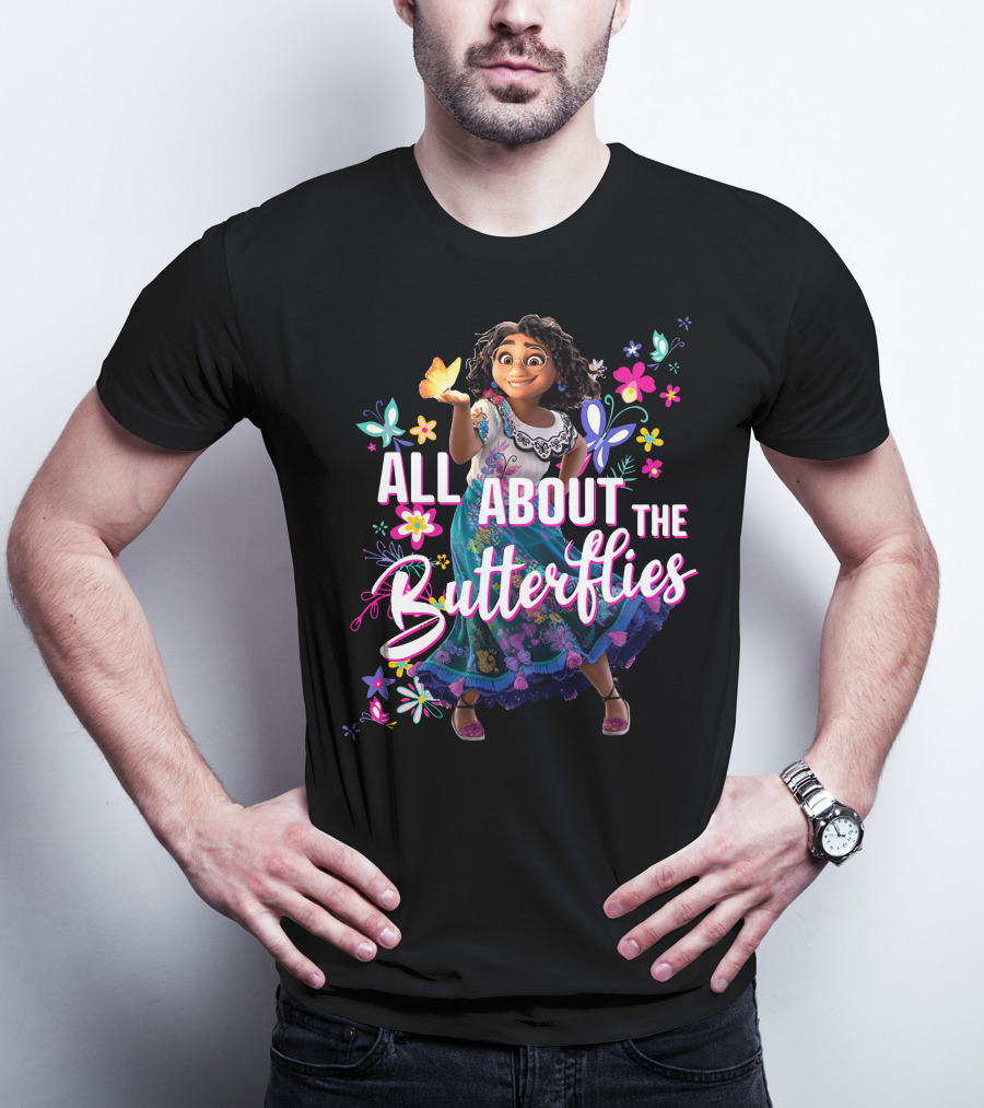 All About The Butterflies Colorful Floral Character T-Shirt