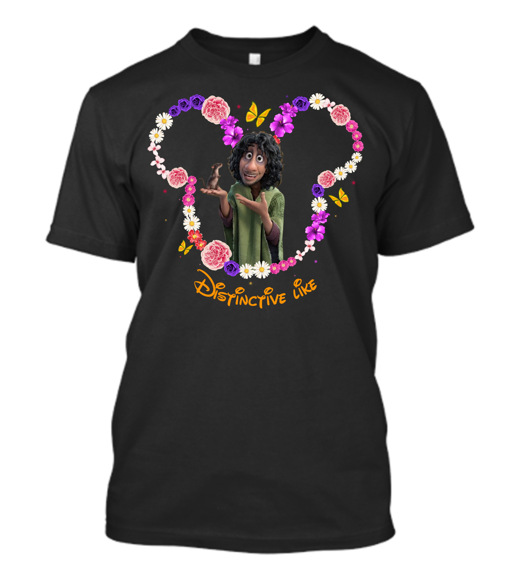 Distinctive Like Bruno With Colorful Floral Heart And Butterflies T-Shirt