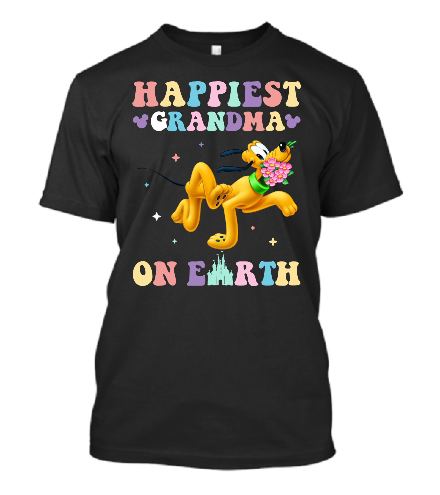 Happiest Grandma On Earth Pluto Disney Castle T-Shirt