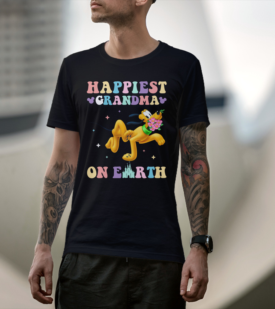 Happiest Grandma On Earth Pluto Disney Castle T-Shirt