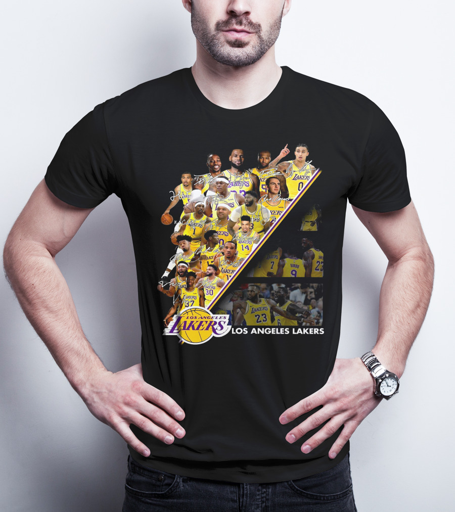 Los Angeles Lakers Team Collage With Players And Jersey Numbers T-Shirt