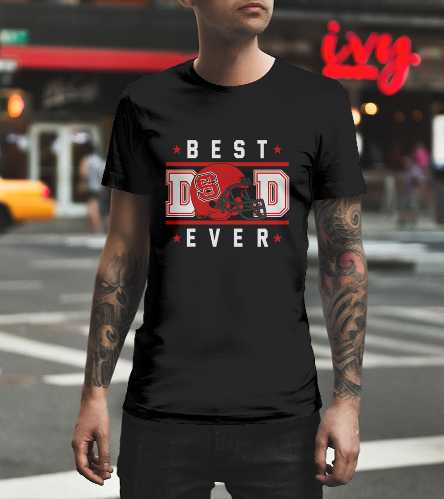NC State Wolfpack Best Dad Ever Football Helmet T-Shirt