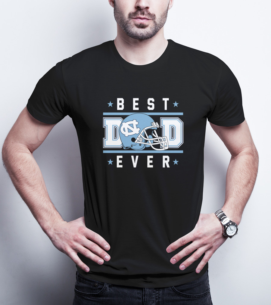 Best Dad Ever North Carolina Tar Heels Football Helmet T-Shirt