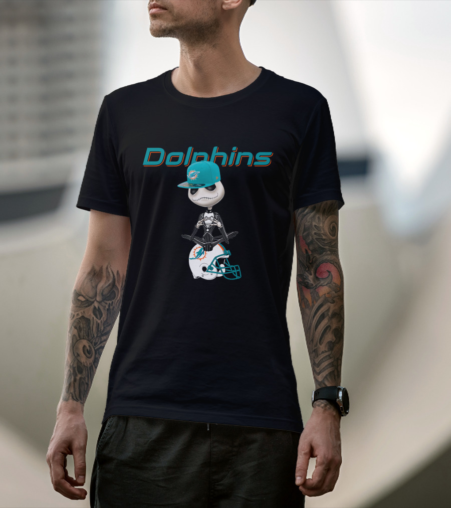 Dolphins Jack Skellington Miami Football Fusion T-Shirt