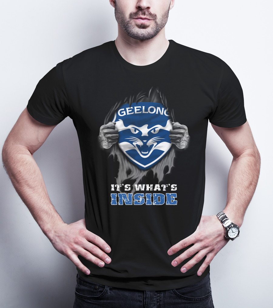 Geelong Cats It's What's Inside Shield Fan T-Shirt