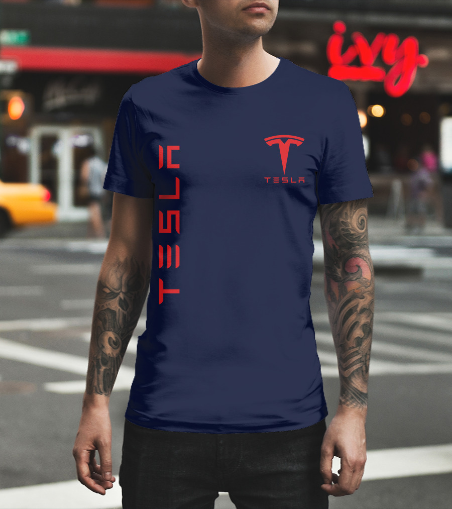 Tesla Logo And Stylized Lettering T-Shirt