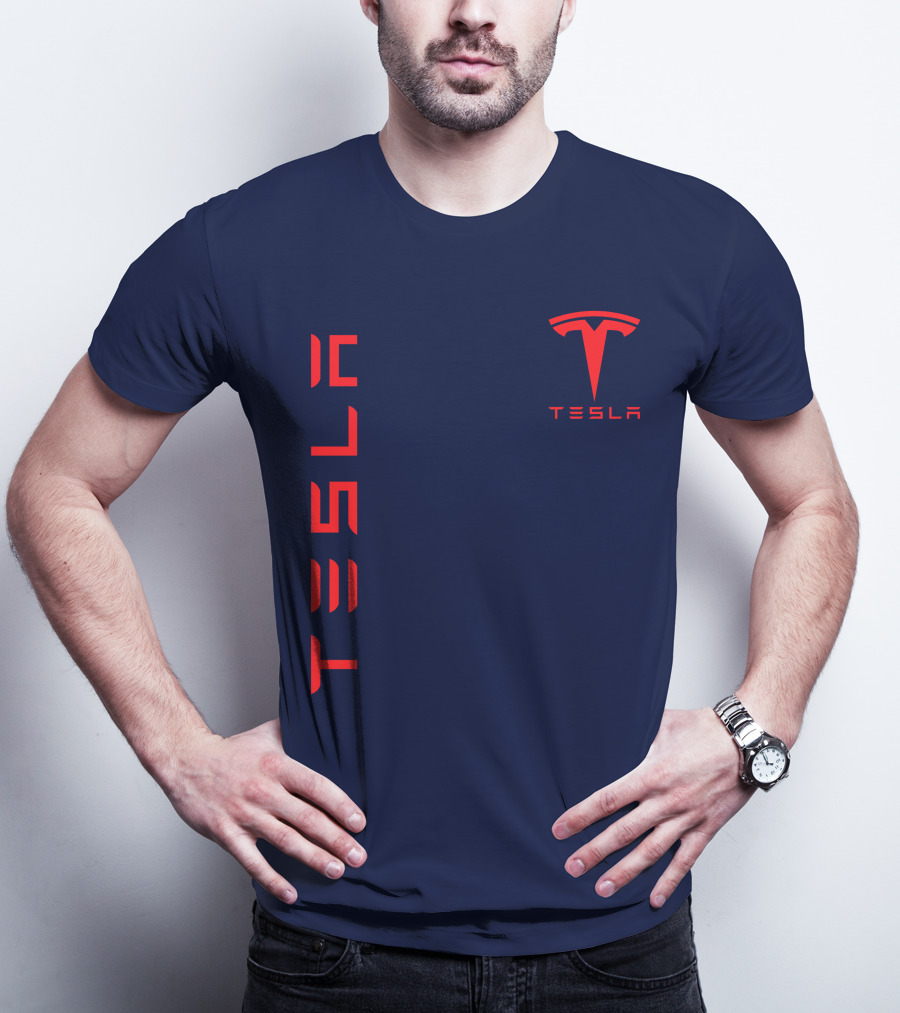 Tesla Logo And Stylized Lettering T-Shirt