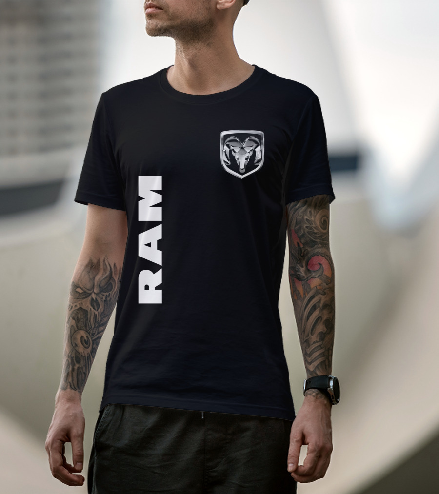 RAM Logo Metallic Emblem Dodge Truck Brand T-Shirt