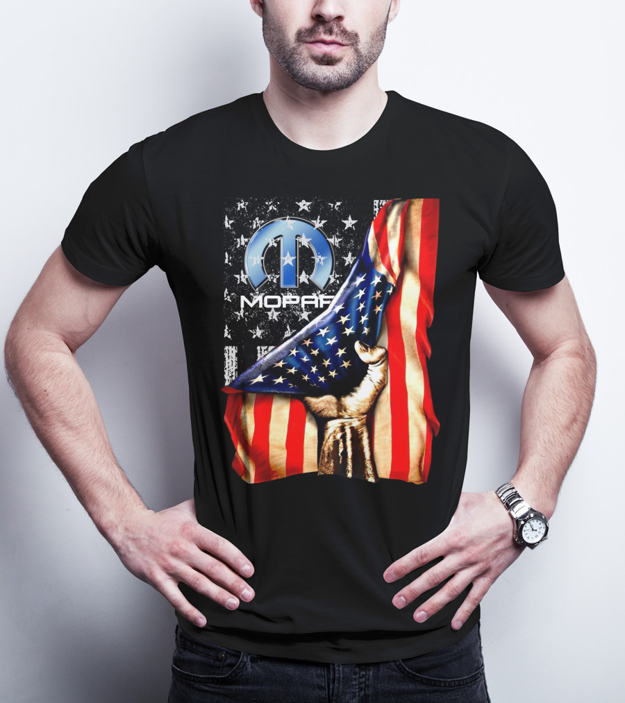 MOPAR American Flag Grunge Style With Fist And Stars T-Shirt